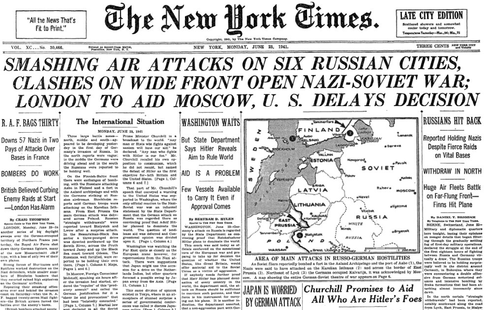 #OTD 1941 Nazi Germany invades the Soviet Union in Operation Barbarossa ...